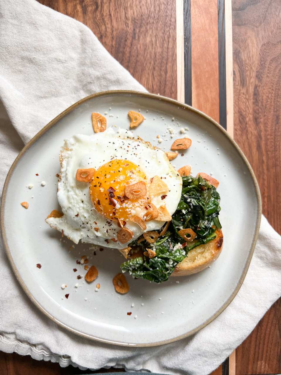 Dinner Toast with Garlicky Greens - Sage Mountain Farm